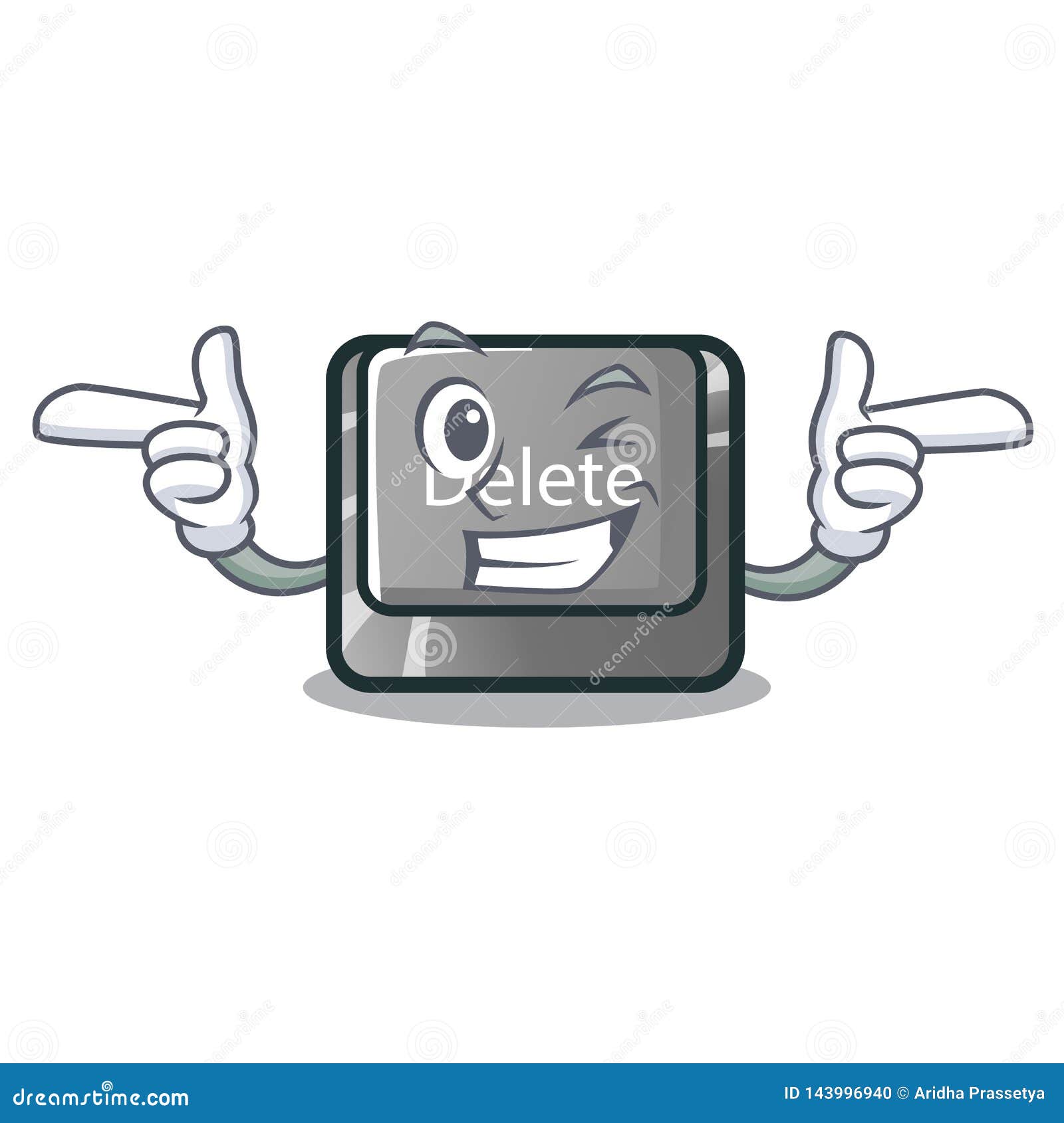 Wink Cartoon Delete Button Located on Keyboard Stock Vector ...