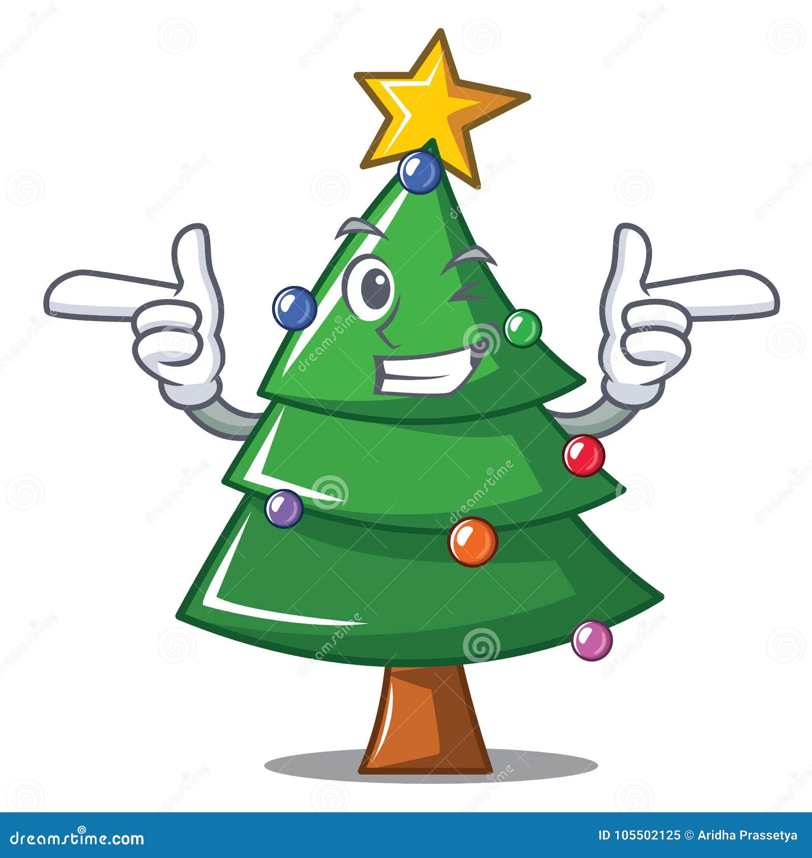 Wink Christmas Tree Character Cartoon Stock Vector - Illustration of ...