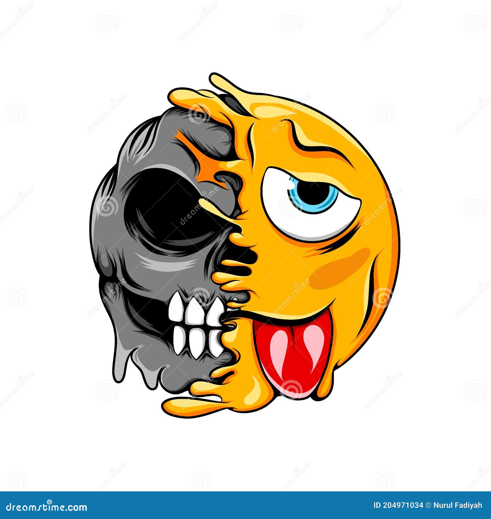 A Wink and Limp Face Expression Changes To Normal Laugh Death Skull ...