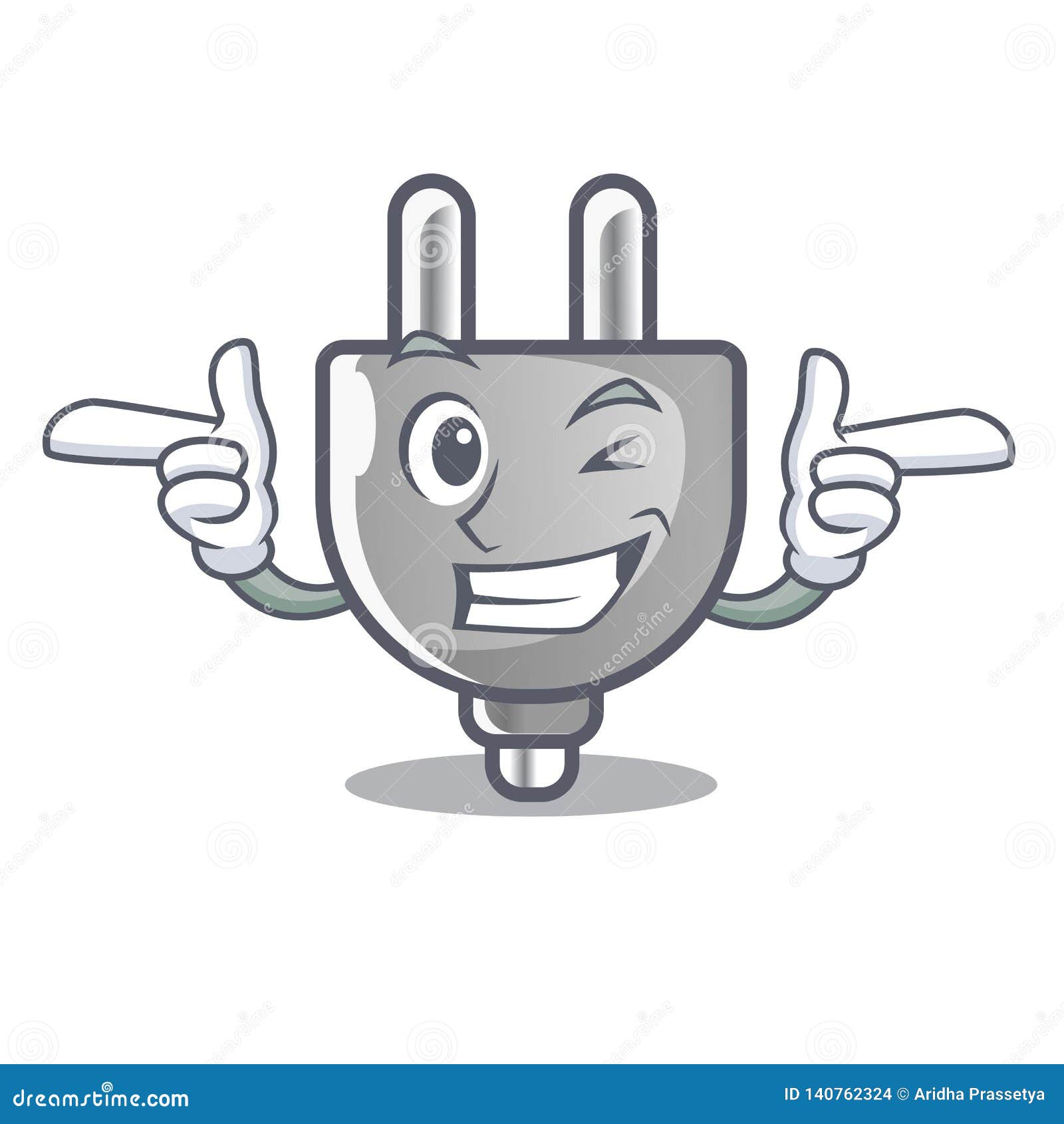 Wink Power Socket Attached The Mascot Wall Vector Illustration ...