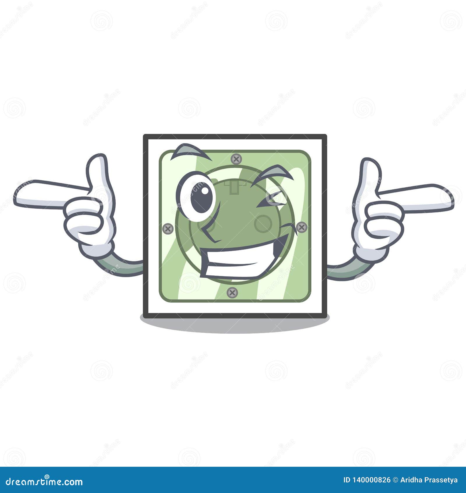Wink Power Socket Attached The Mascot Wall Vector Illustration ...