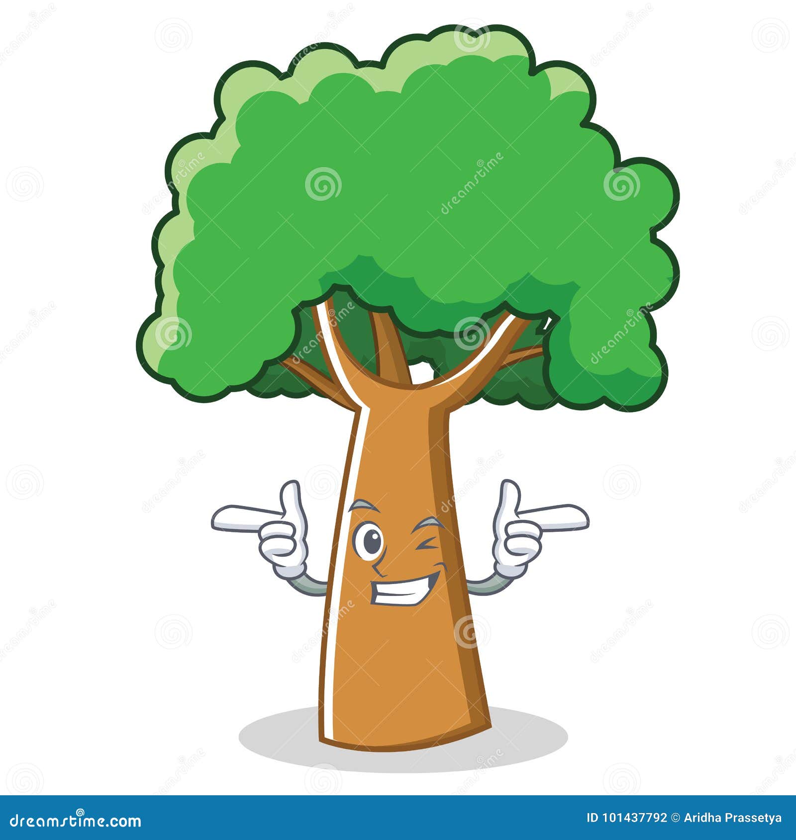 Wink Tree Character Cartoon Style Stock Vector - Illustration of ...
