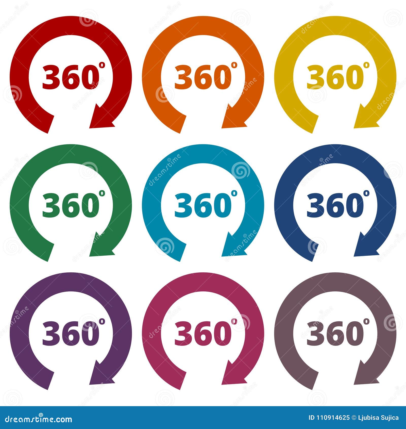 Winkel 360-Grad-Zeichenikonen Eingestellt Vektor Abbildung ...