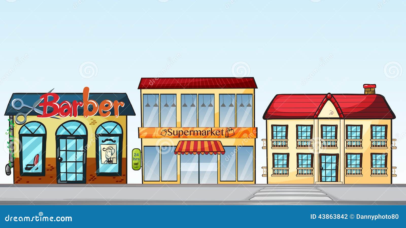 Winkels op straat vector illustratie. Illustration of bouw - 43863842