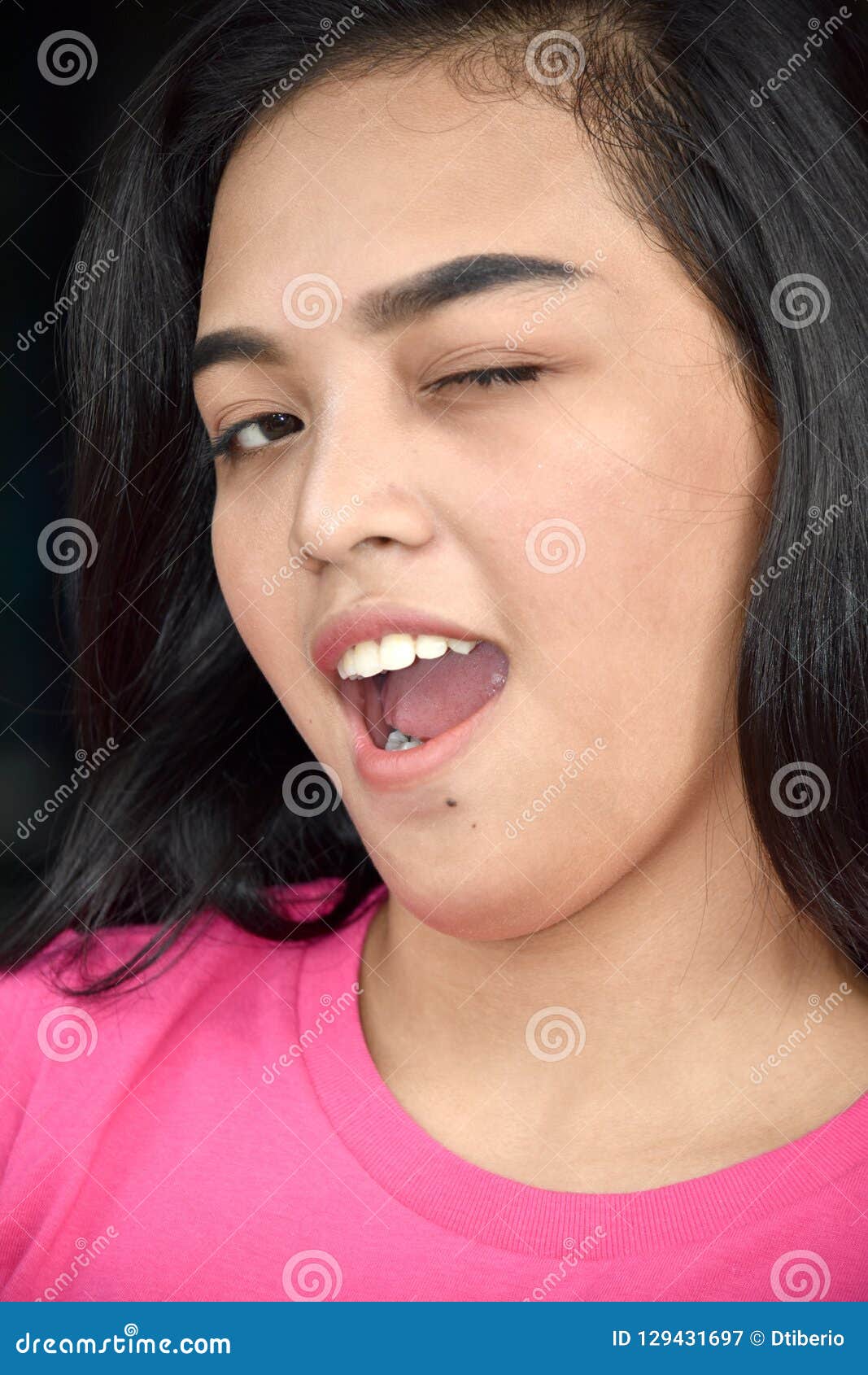 Winking Attractive Diverse Female Stock Image - Image of blinking ...