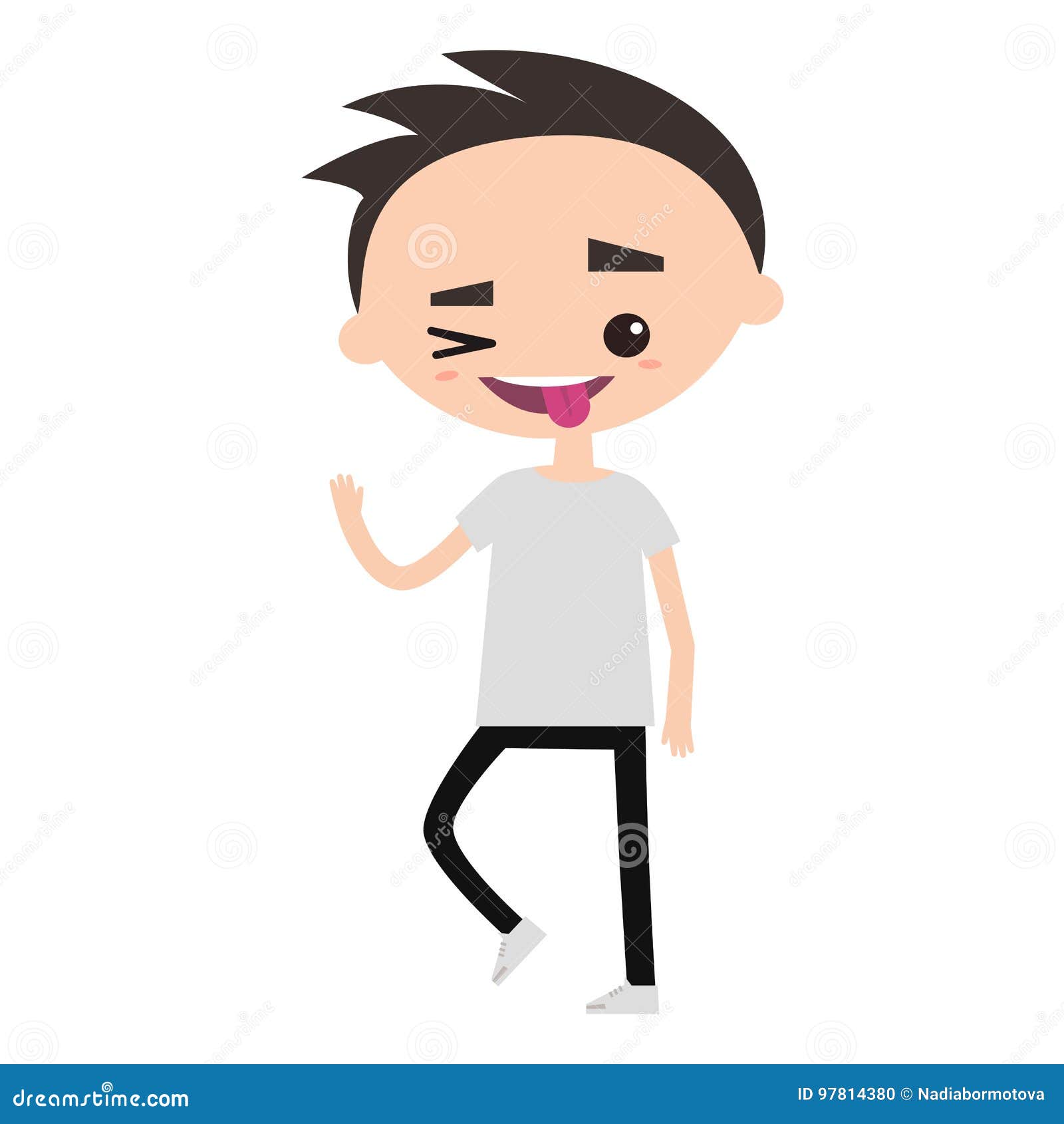 Winking Boy Emotional Cartoon Character Stock Illustration ...
