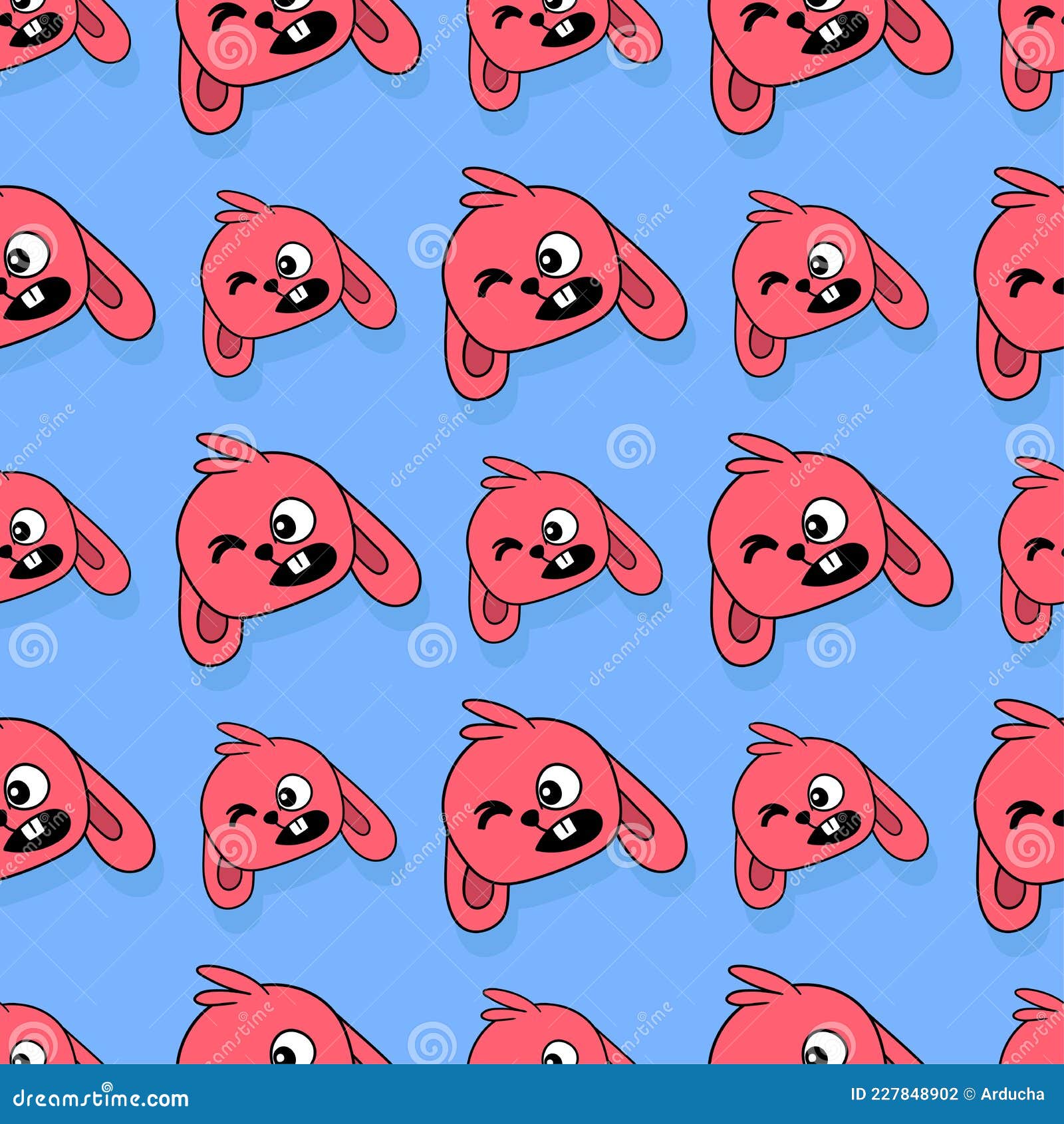 Winking Bunny Seamless Repeat Pattern. Background Illustration Stock ...