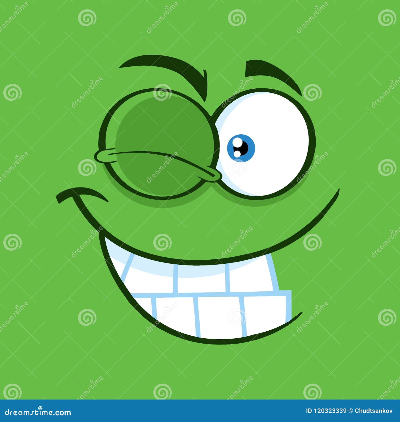 Winking Cartoon Funny Face with Smiling Expression Stock Vector ...
