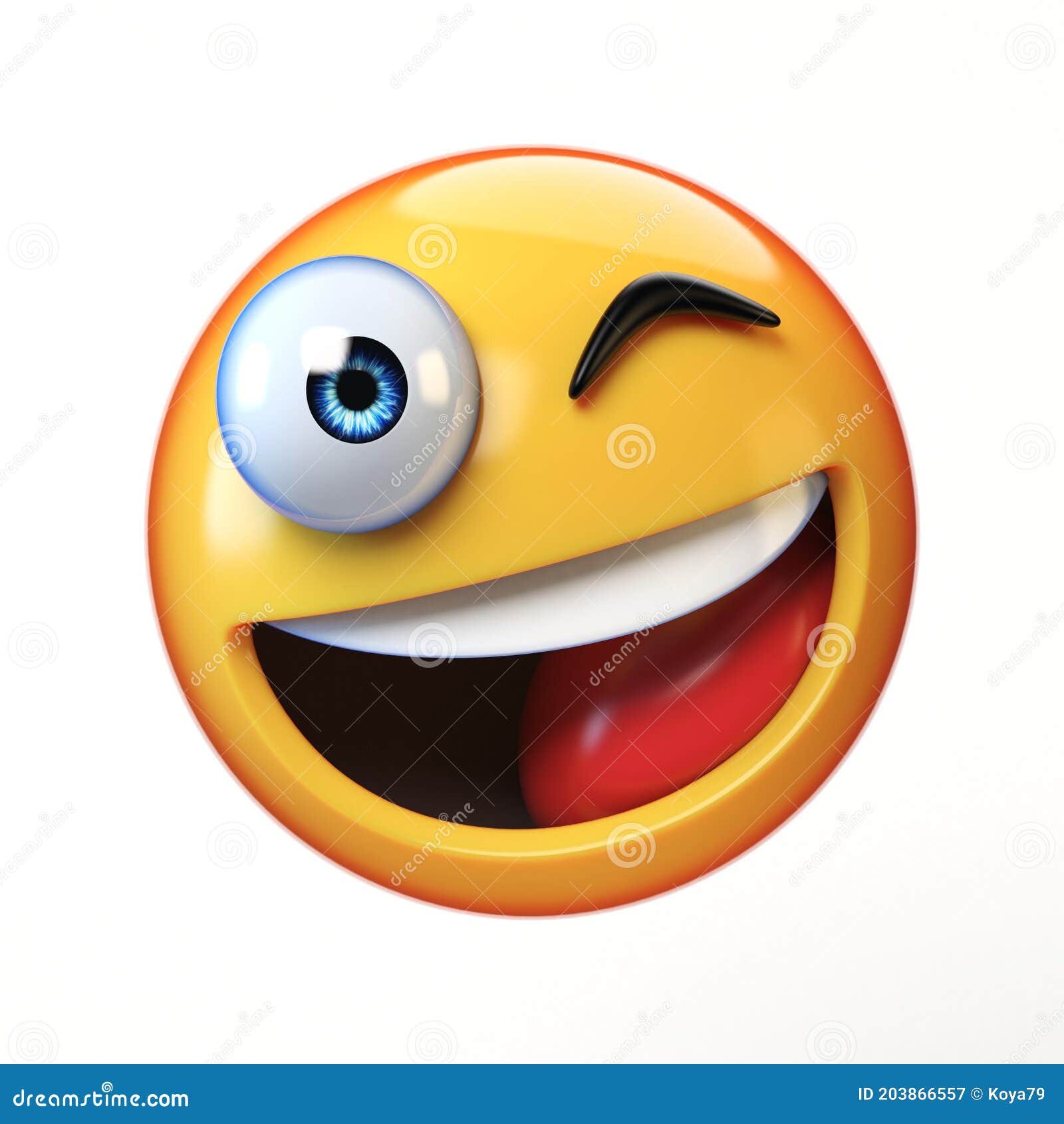 Winking Emoji Isolated on White Background, Smiling Winking Face ...