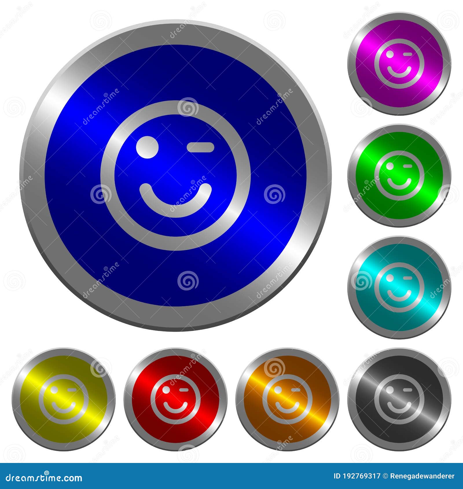 Winking Emoticon Luminous Coin-like Round Color Buttons Stock ... Winking Emoticon Luminous Coin-like Round Color Buttons Stock ...