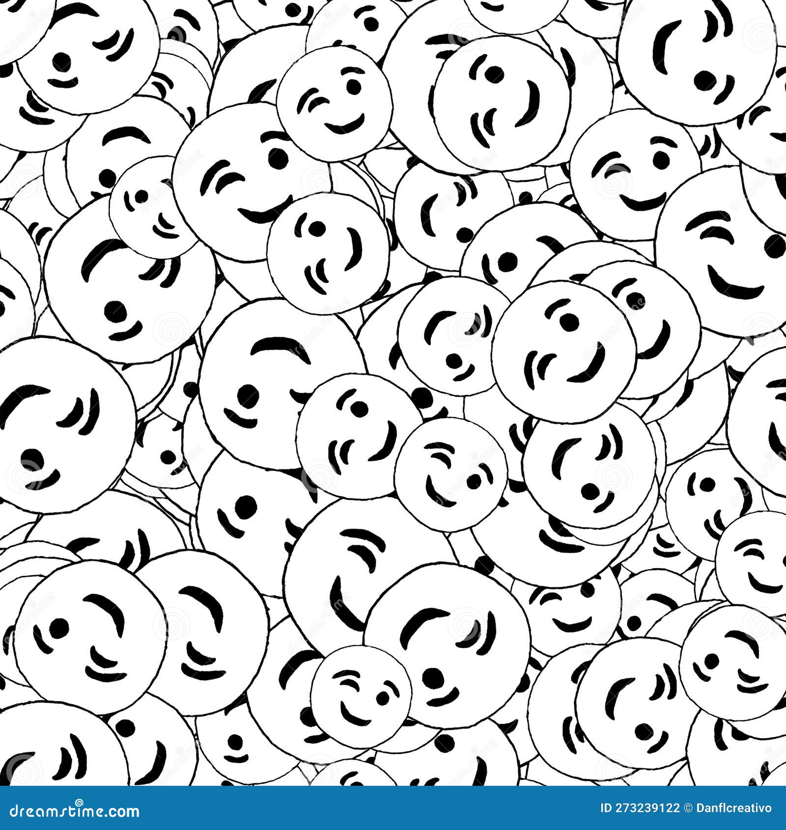 Winking Emoticon Sketchy Drawing Motif Random Pattern Stock ...