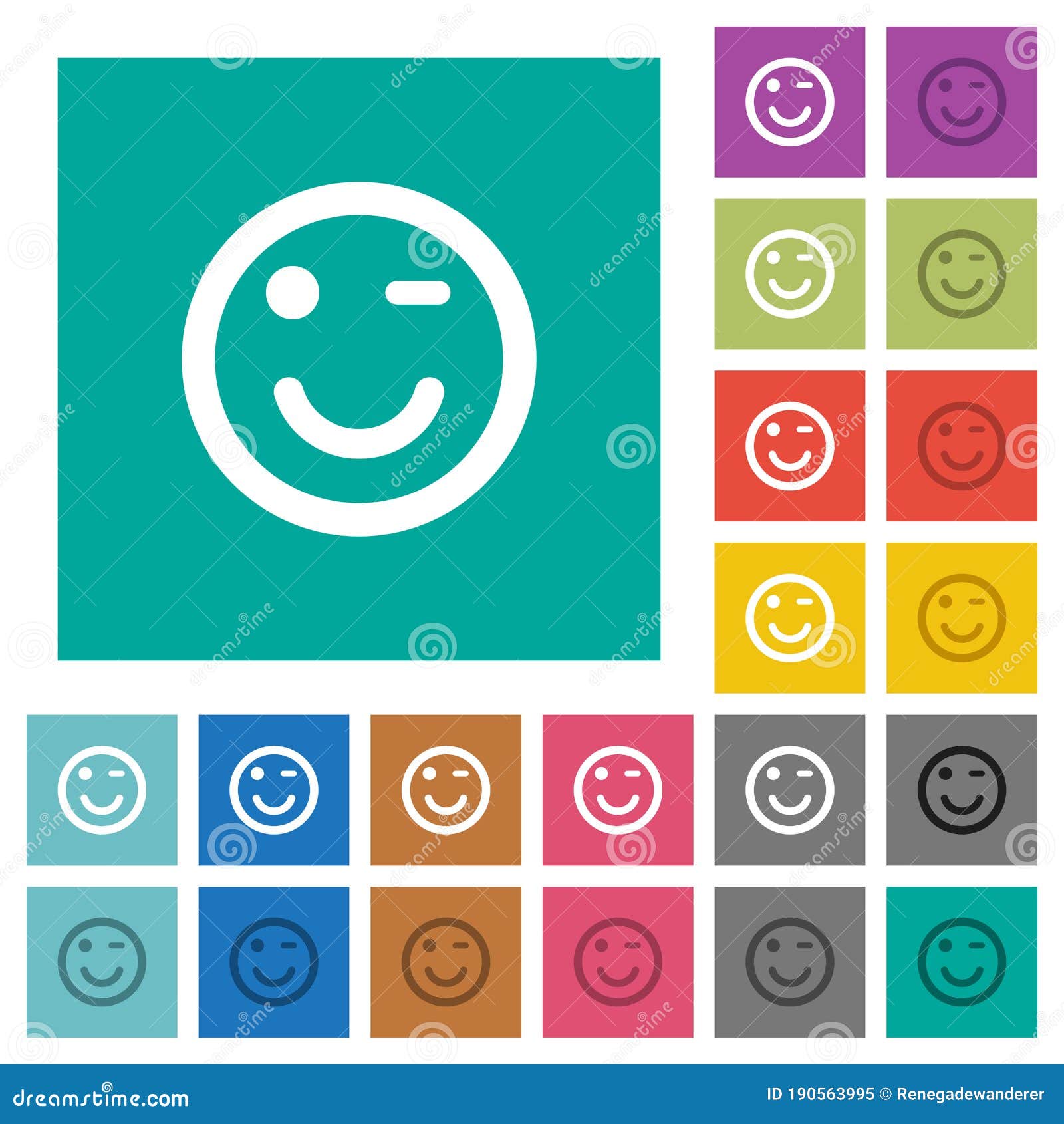 Winking Emoticon Square Flat Multi Colored Icons Stock Vector ...
