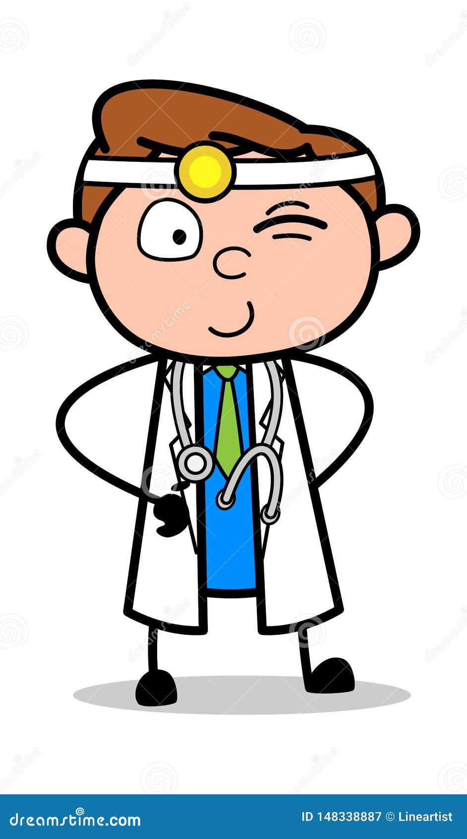 Winking Eye - Professional Cartoon Doctor Vector Illustration Stock ...