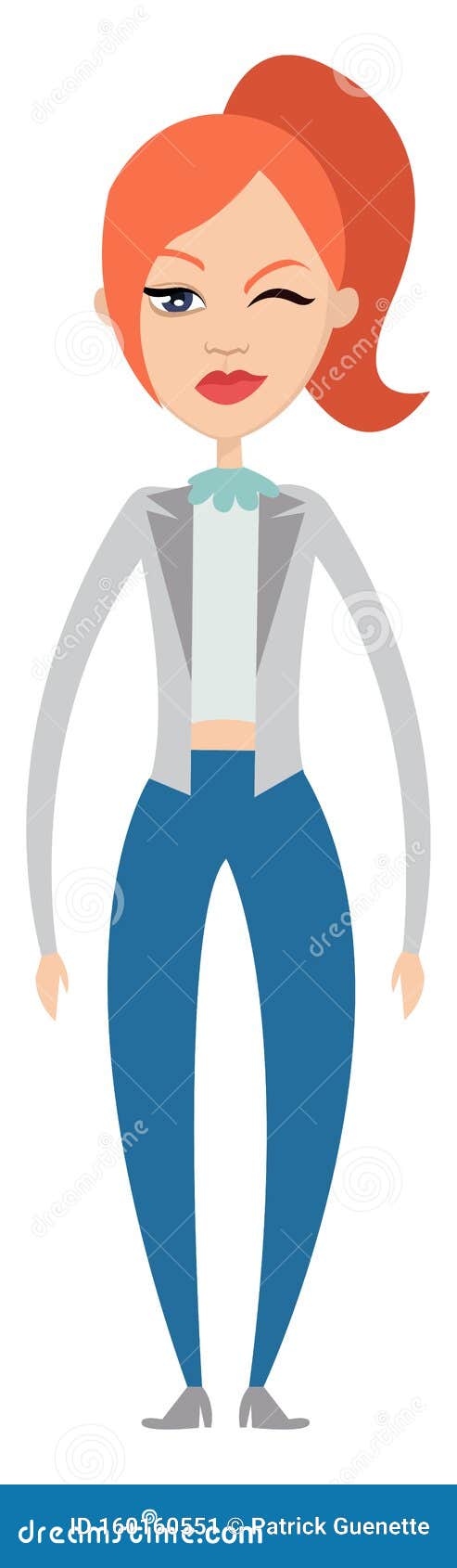 Winking Girl Illustration Vector Stock Vector Illustration Of Hand