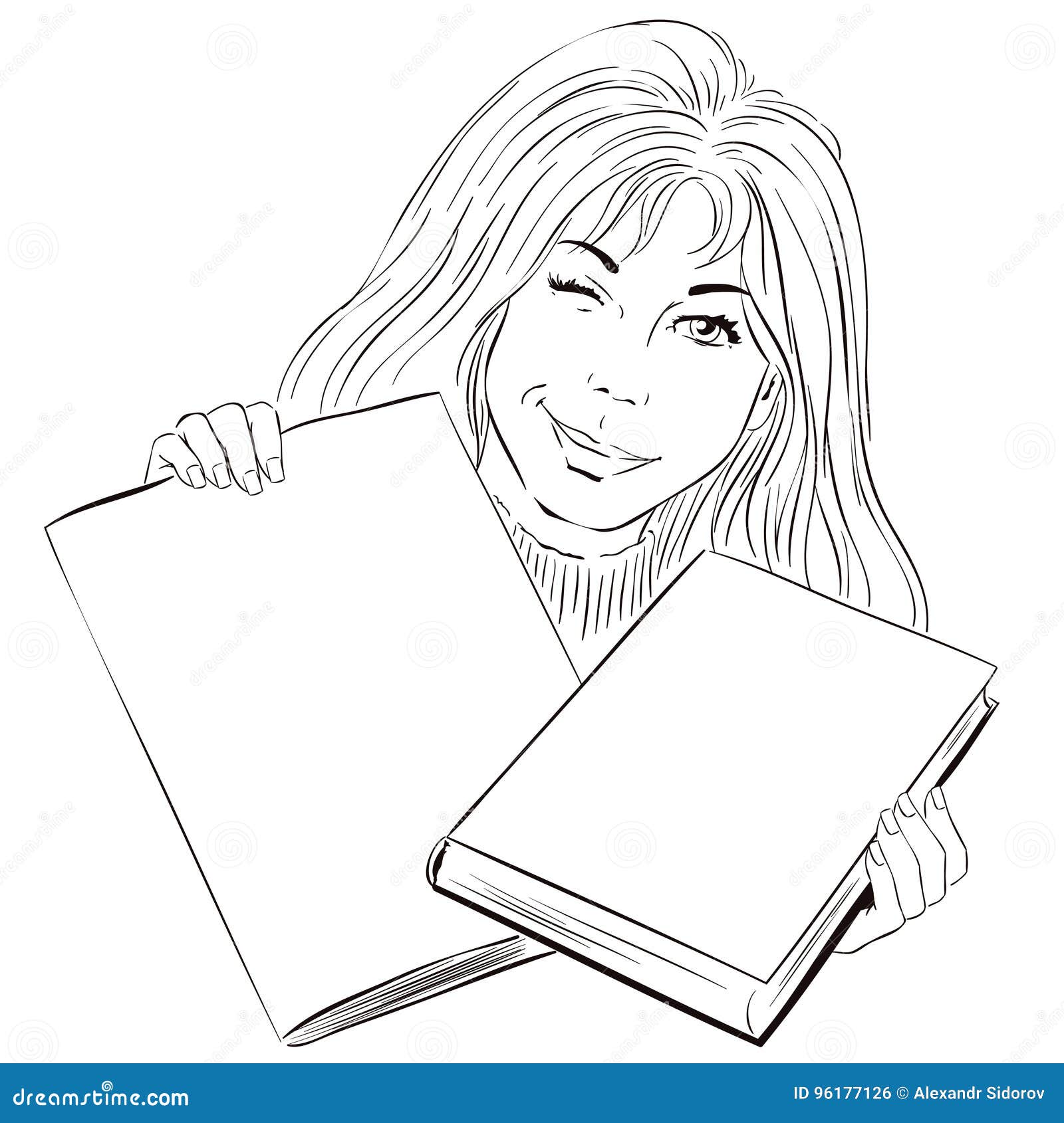 A Winking Girl With Magazine And Book Stock Illustration Stock Vector