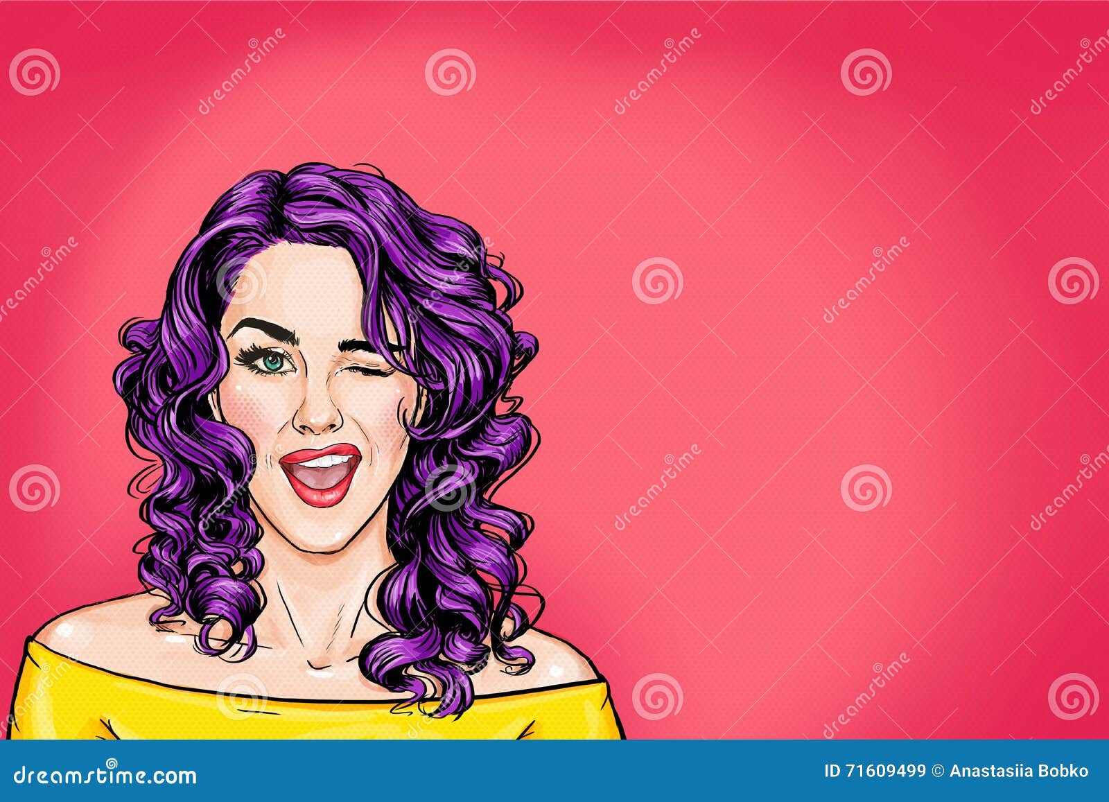 Winking Girl On Pink Background Pop Art Girl Party Invitation