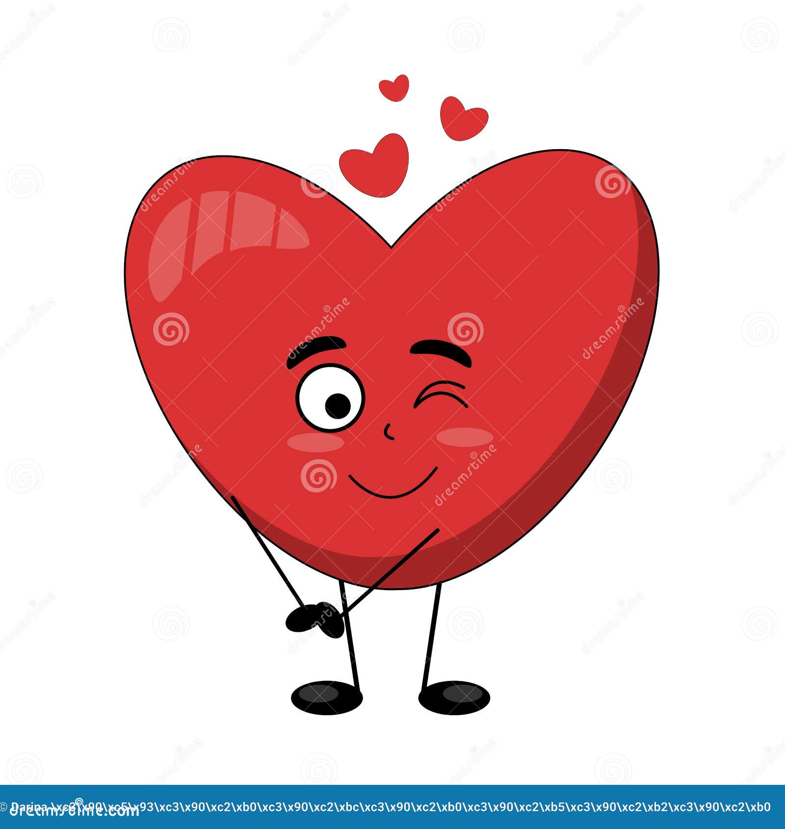 Winking Heart Sticker, Emoji Smiling Face, Emoticon Cartoon Vector ...