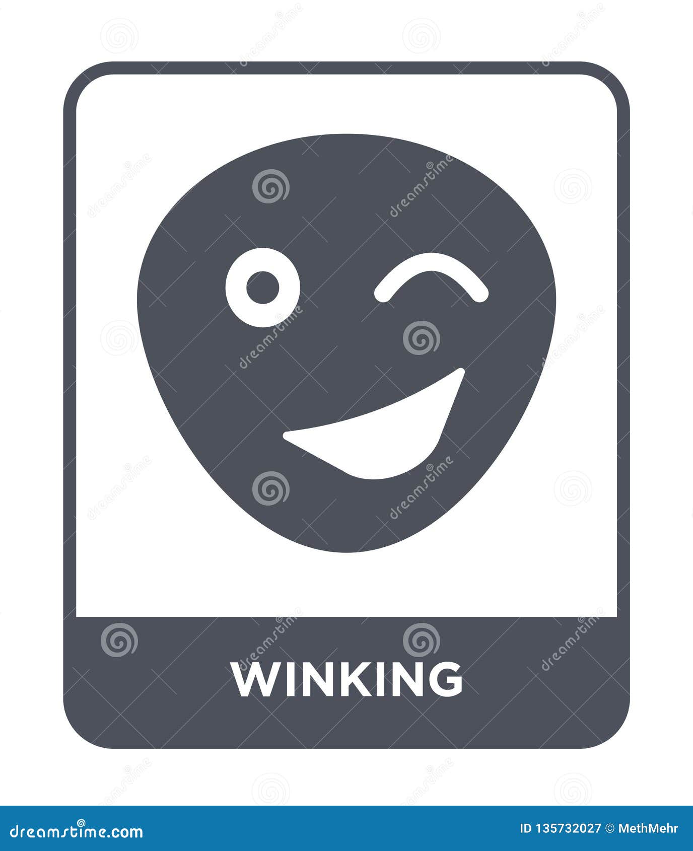 Winking Icon Girl Woman Smile Emoticons Isolated Gray On White
