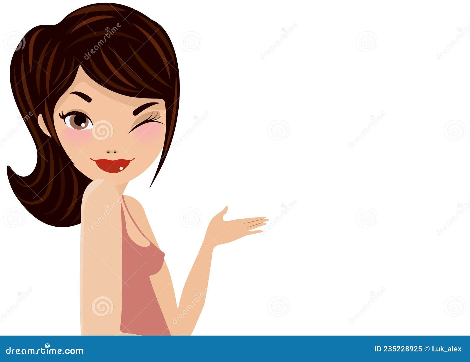 Winking Smiling Girl Stock Vector Illustration Of Face 235228925