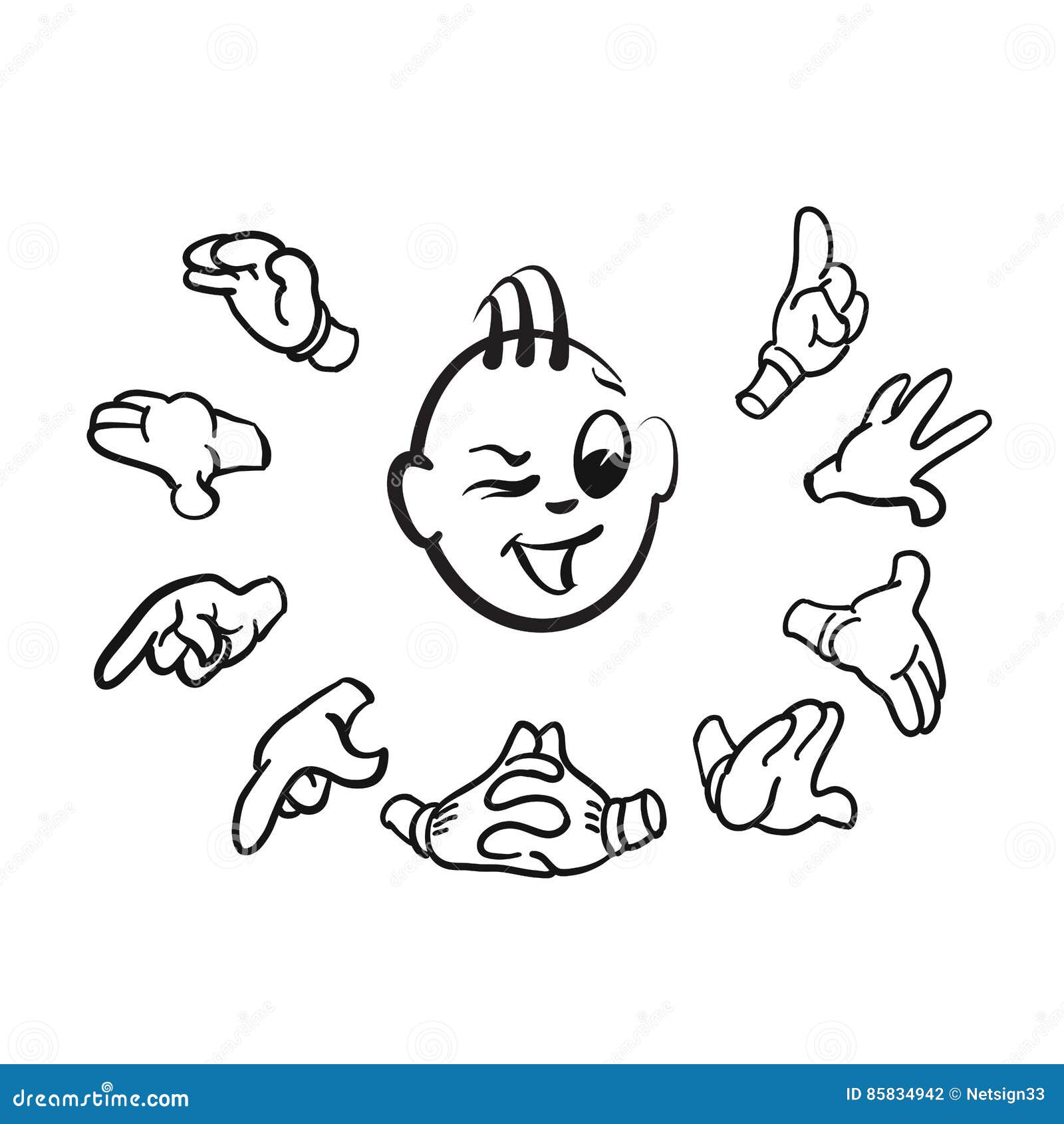 Winking Stick Figure With Hands Vector Illustration | CartoonDealer.com ...