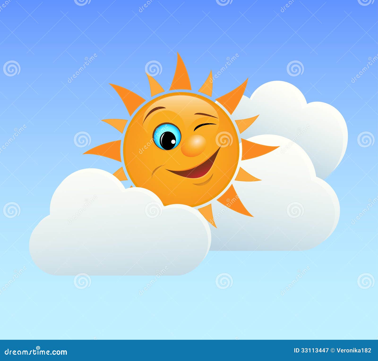 Winking sun stock vector. Illustration of blue, summer - 33113447