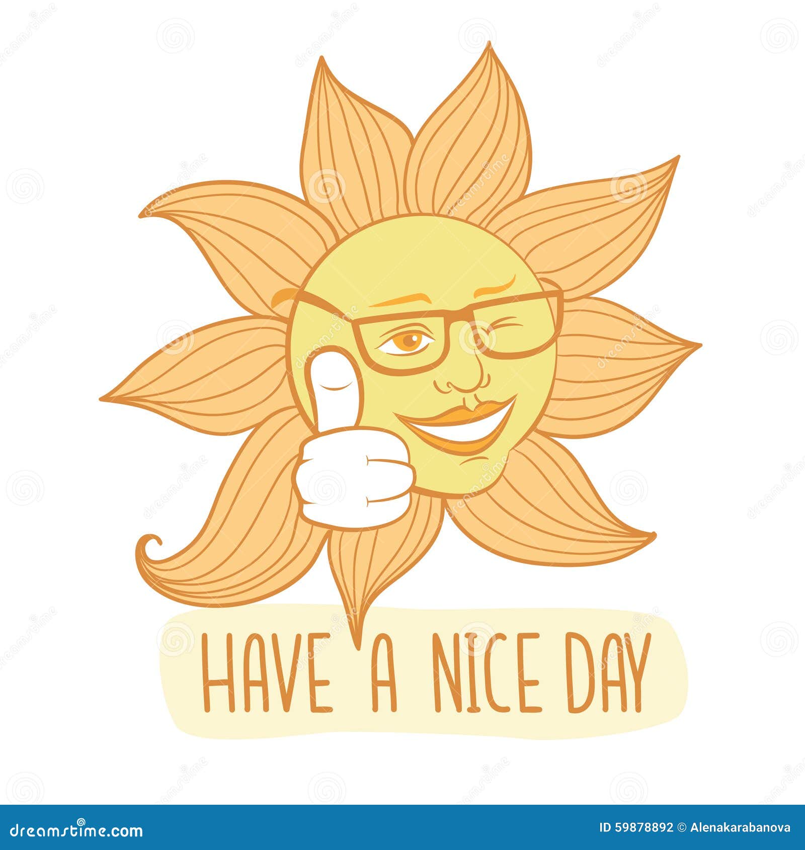 The Winking Sun. Have a Nice Day Vector Card Stock Vector ...