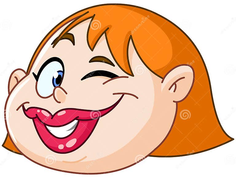 Winking woman face stock vector. Illustration of icon - 68618339