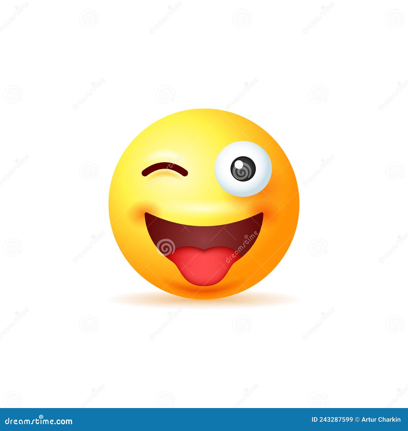 Winking Yellow Emoticon Isolated on White Background. Stock Vector ...