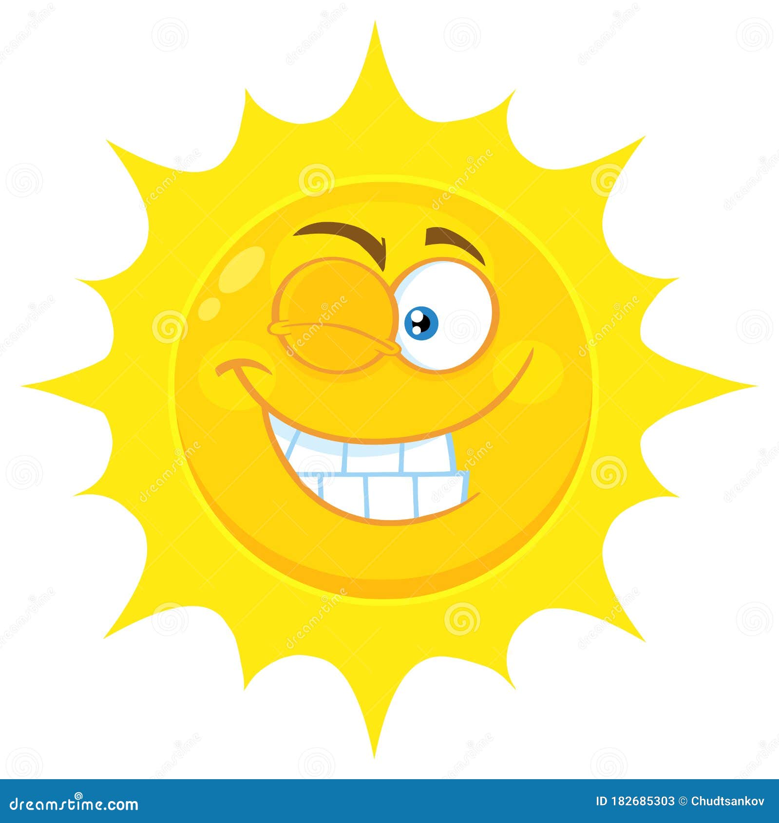 Winking Yellow Smiley Cartoon Vector 107194105