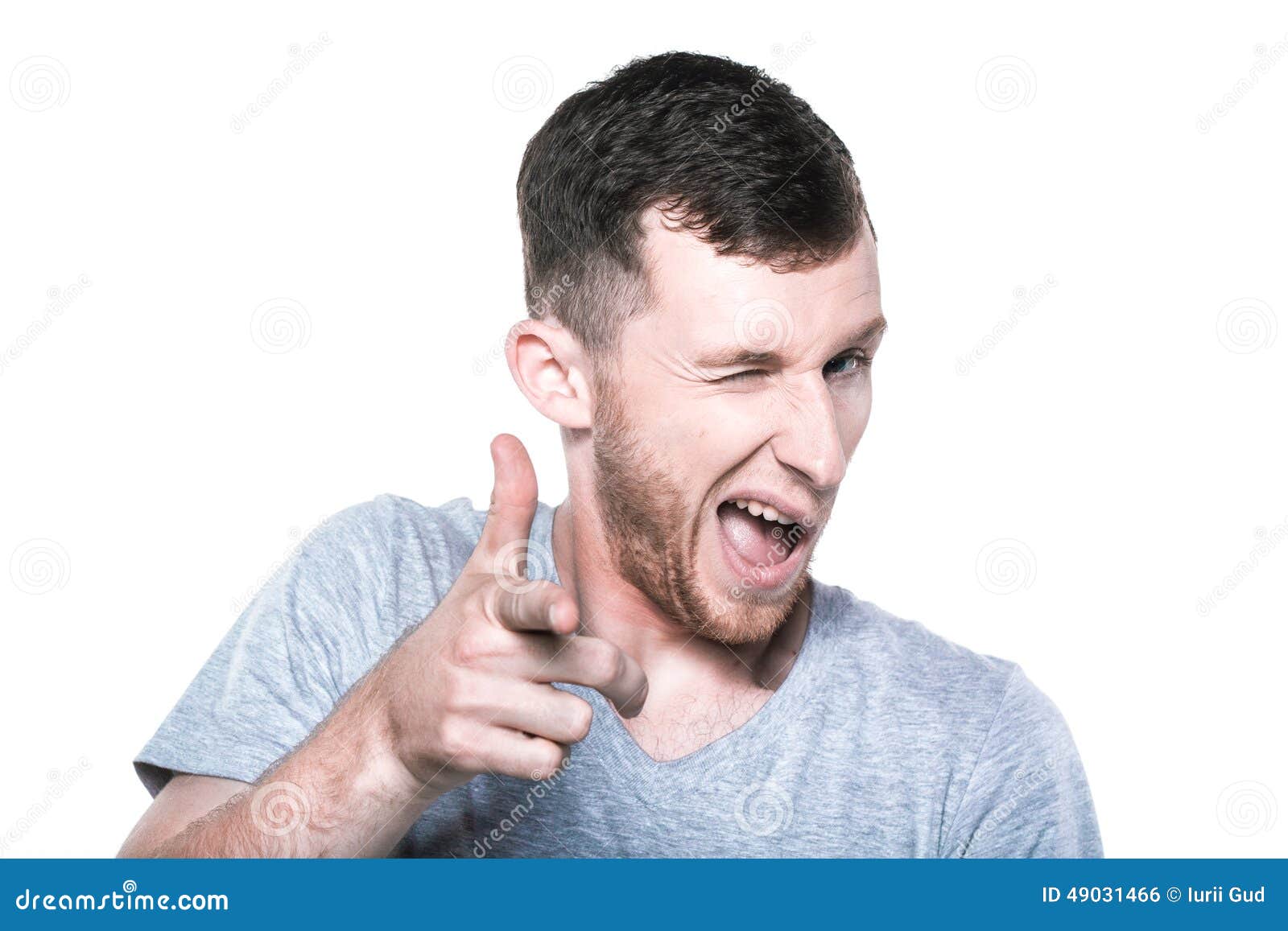Winking Young Man Pointing His Finger To You Stock Photo - Image of ...