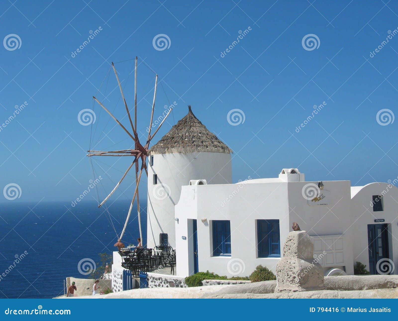 Winmill stock photo. Image of wind, santorini, house, coast - 794416