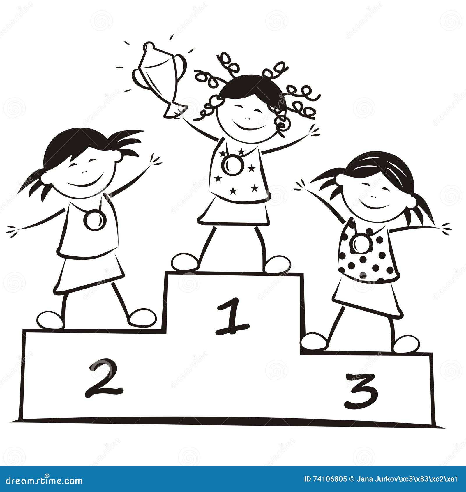 Winnaars Op Het Podium, Kleurend Boek Vector Illustratie - Illustration ...