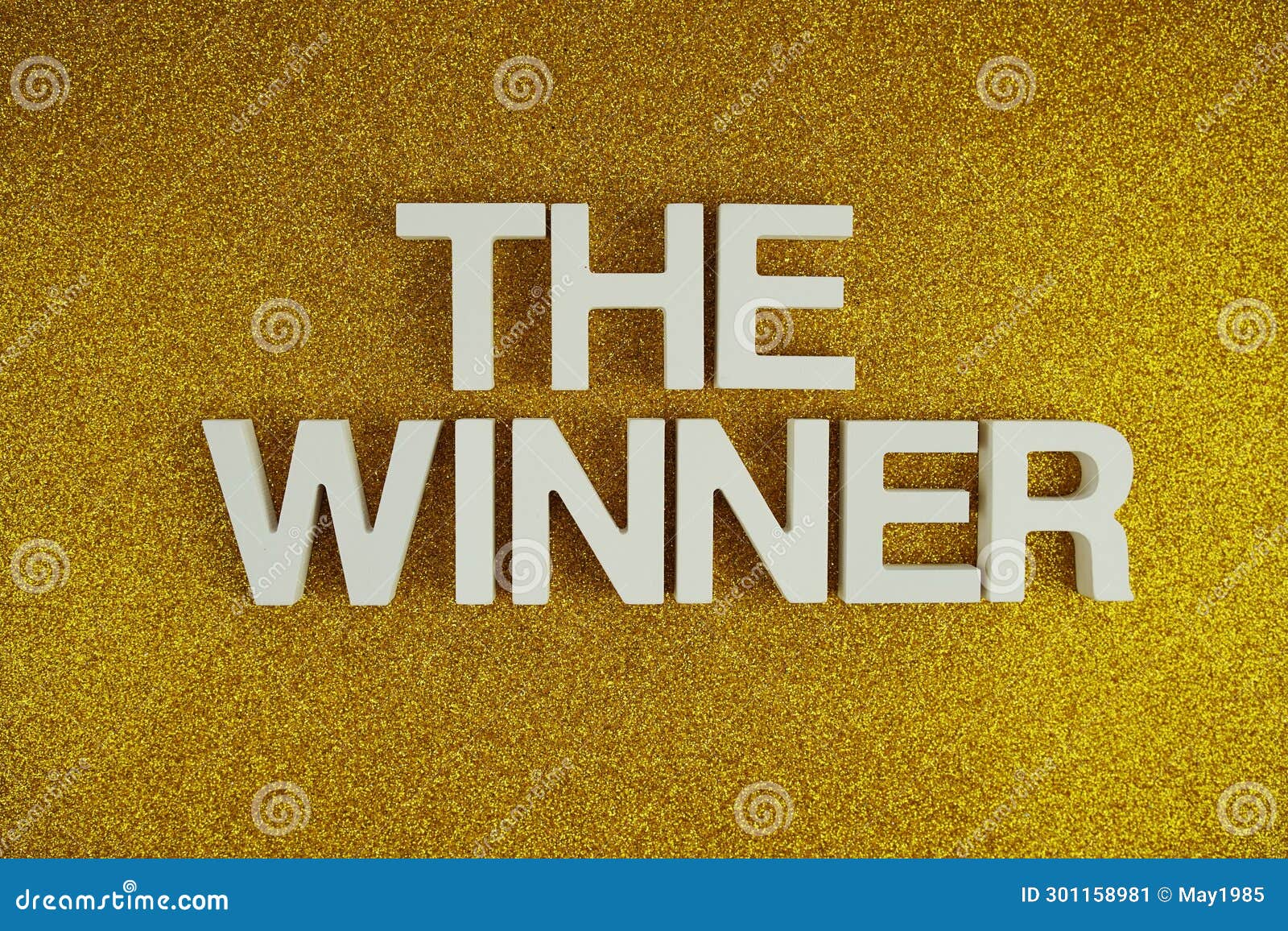 The Winner Alphabet Letters Top View on Yellow Glitter Background Stock ...