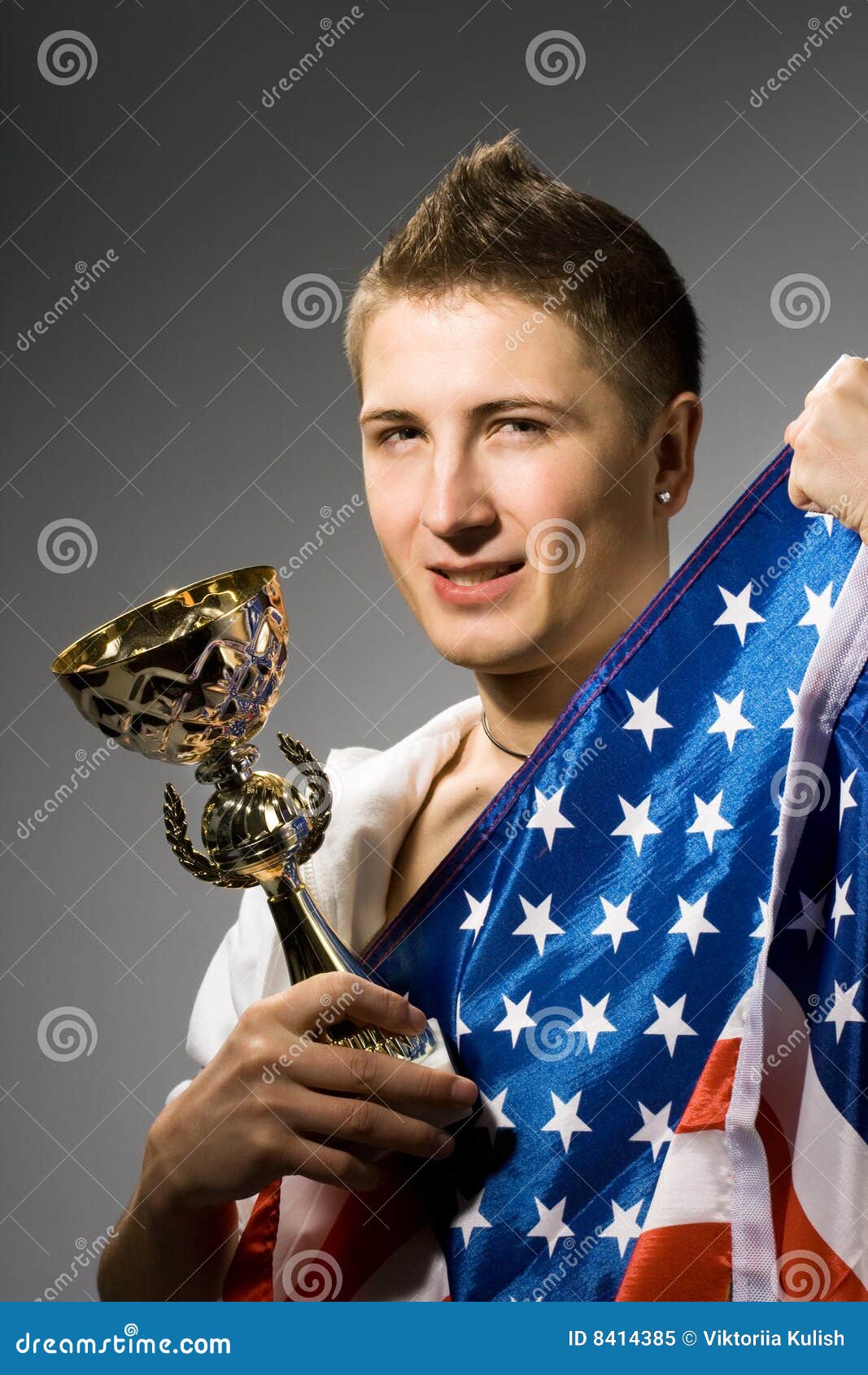 Winner with American flag stock image. Image of event - 8414385
