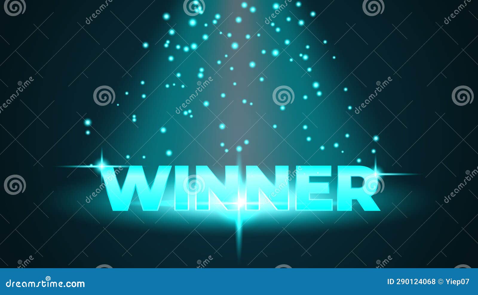 Winner Banner with Neon Blue Text Effect Stock Illustration ...