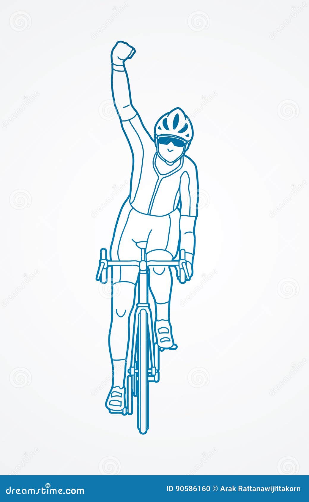 The Winner Bicycle Riding Front View Stock Vector - Illustration of ...