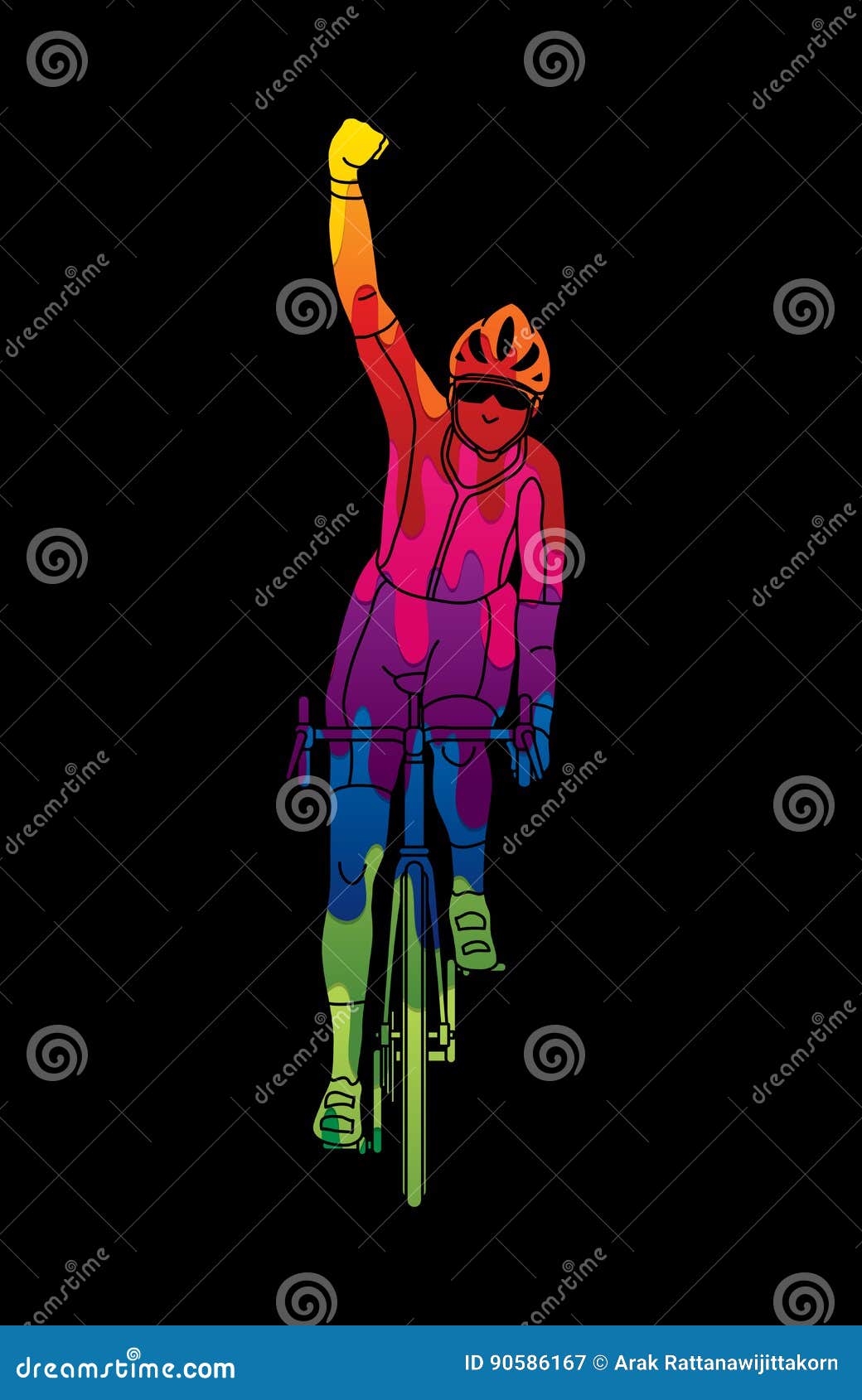 The Winner Bicycle Riding Front View Stock Vector - Illustration of ...