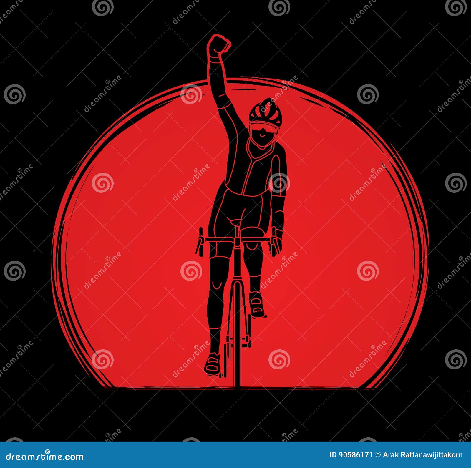 The Winner Bicycle Riding Front View Stock Vector - Illustration of ...