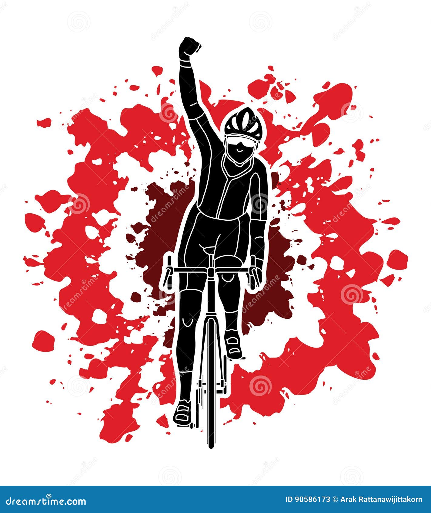 The Winner Bicycle Riding Front View Stock Vector - Illustration of ...