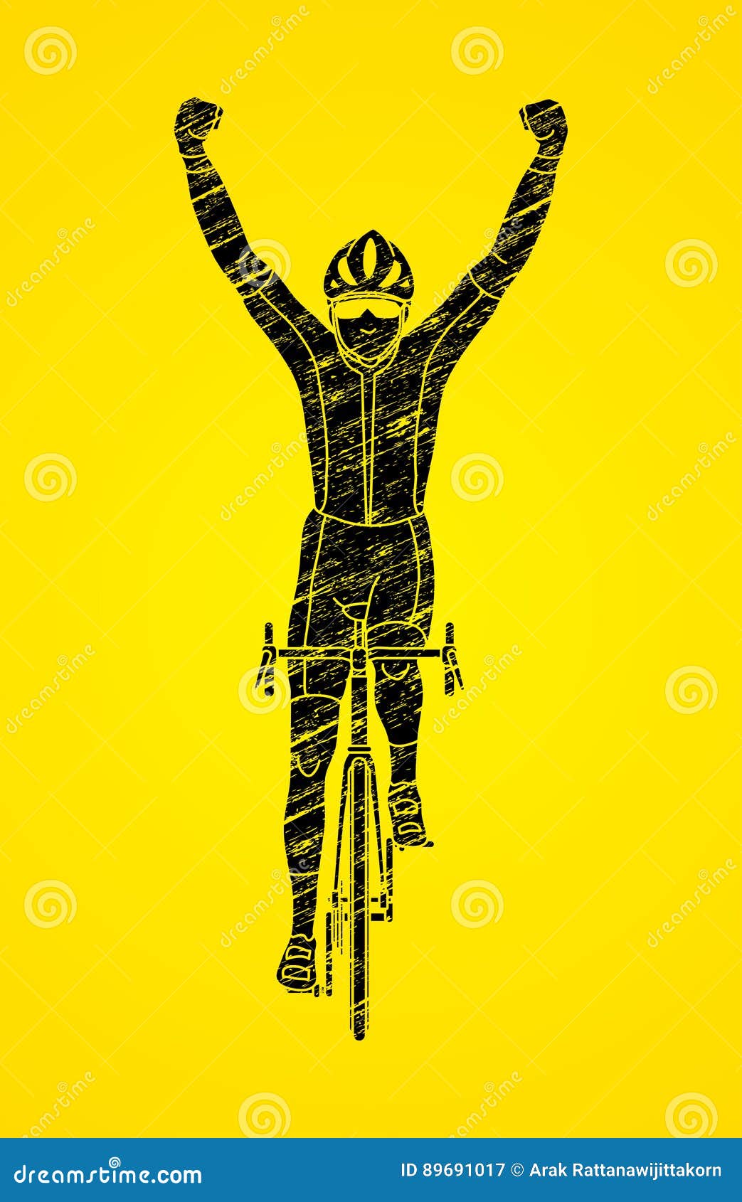 The Winner Bicycle Riding Front View Stock Vector - Illustration of ...