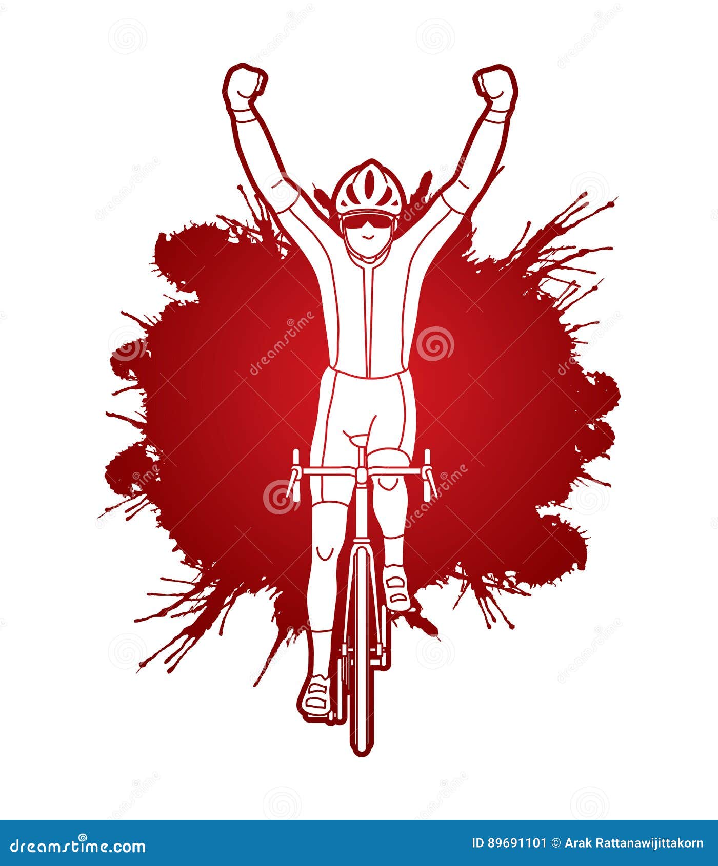 The Winner Bicycle Riding Front View Stock Vector - Illustration of ...