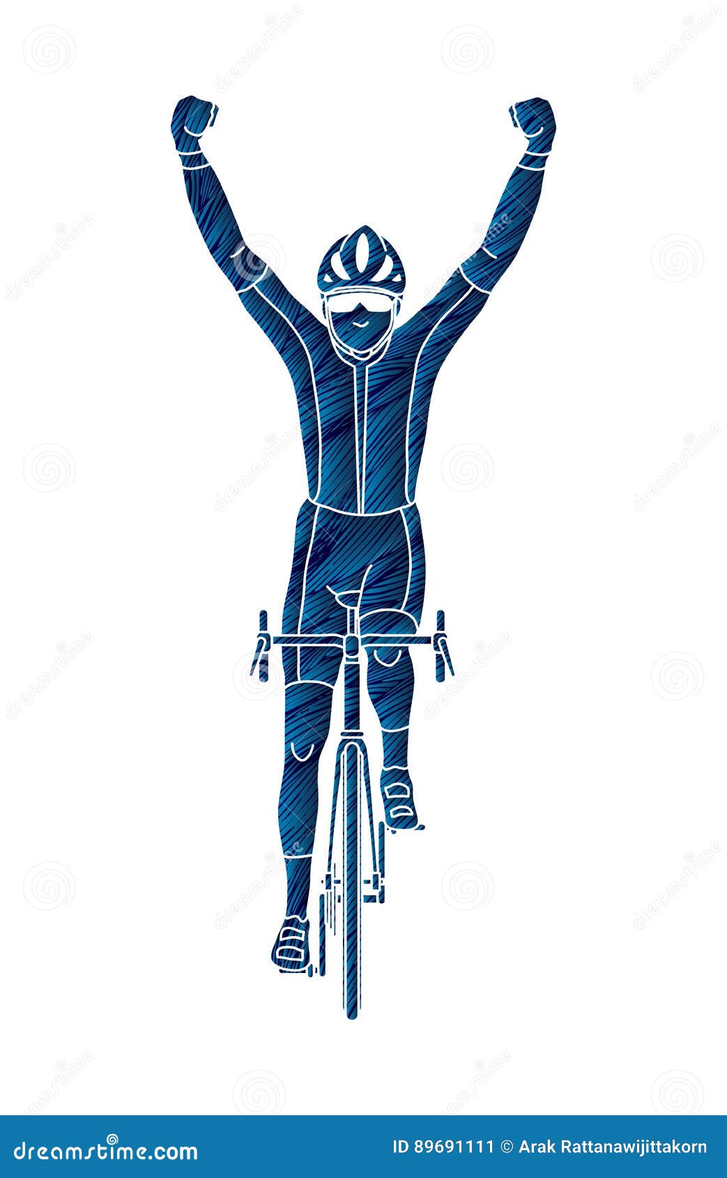 The Winner Bicycle Riding Front View Stock Vector - Illustration of ...
