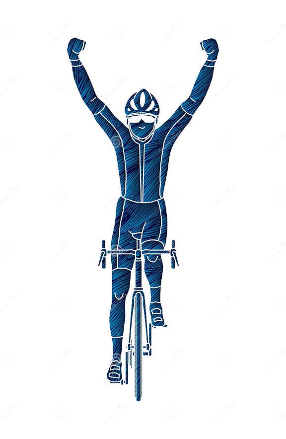 The Winner Bicycle Riding Front View Stock Vector - Illustration of ...