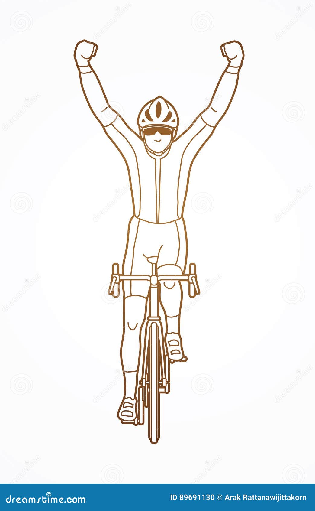 The Winner Bicycle Riding Front View Stock Vector - Illustration of ...