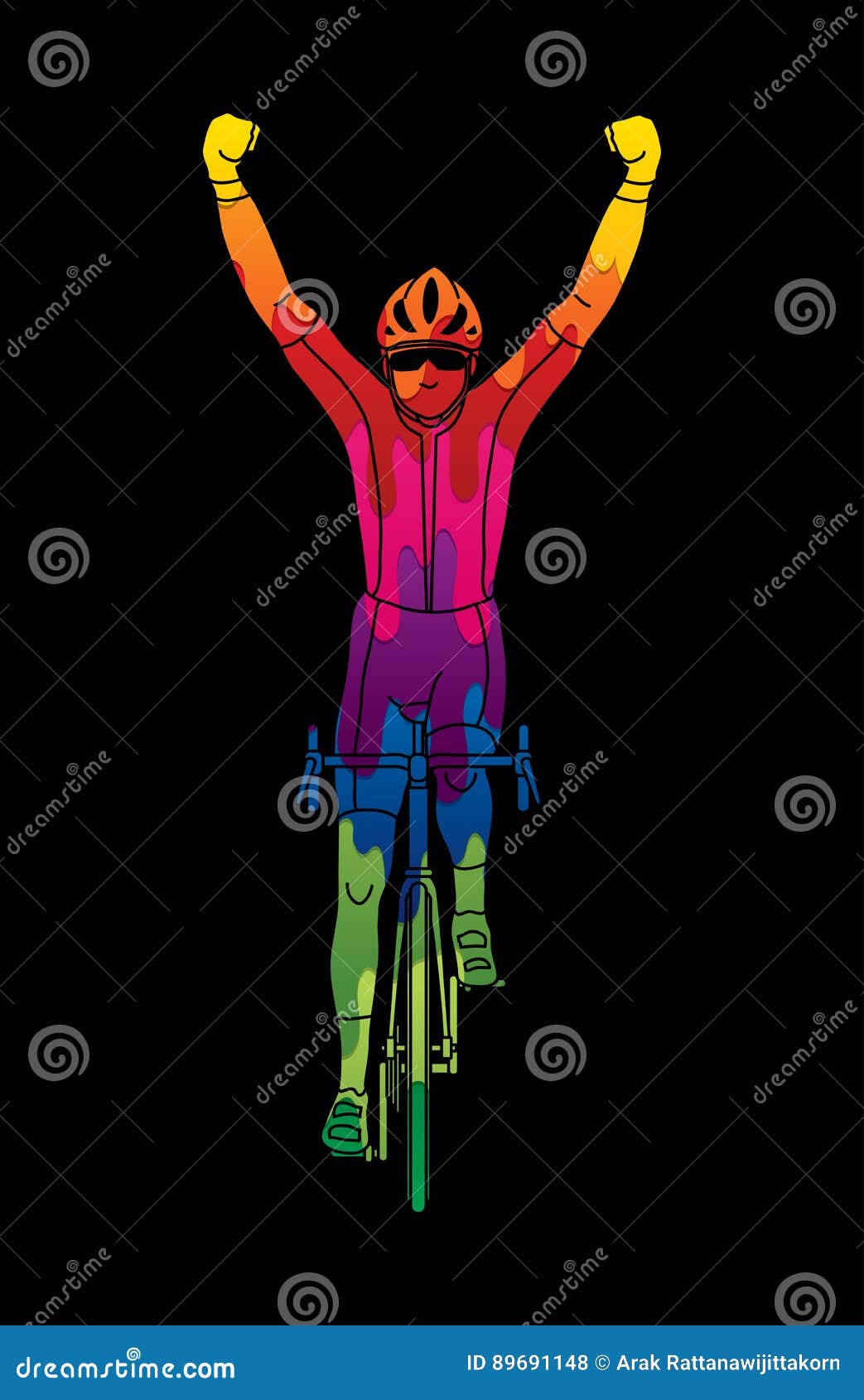The Winner Bicycle Riding Front View Stock Vector - Illustration of ...
