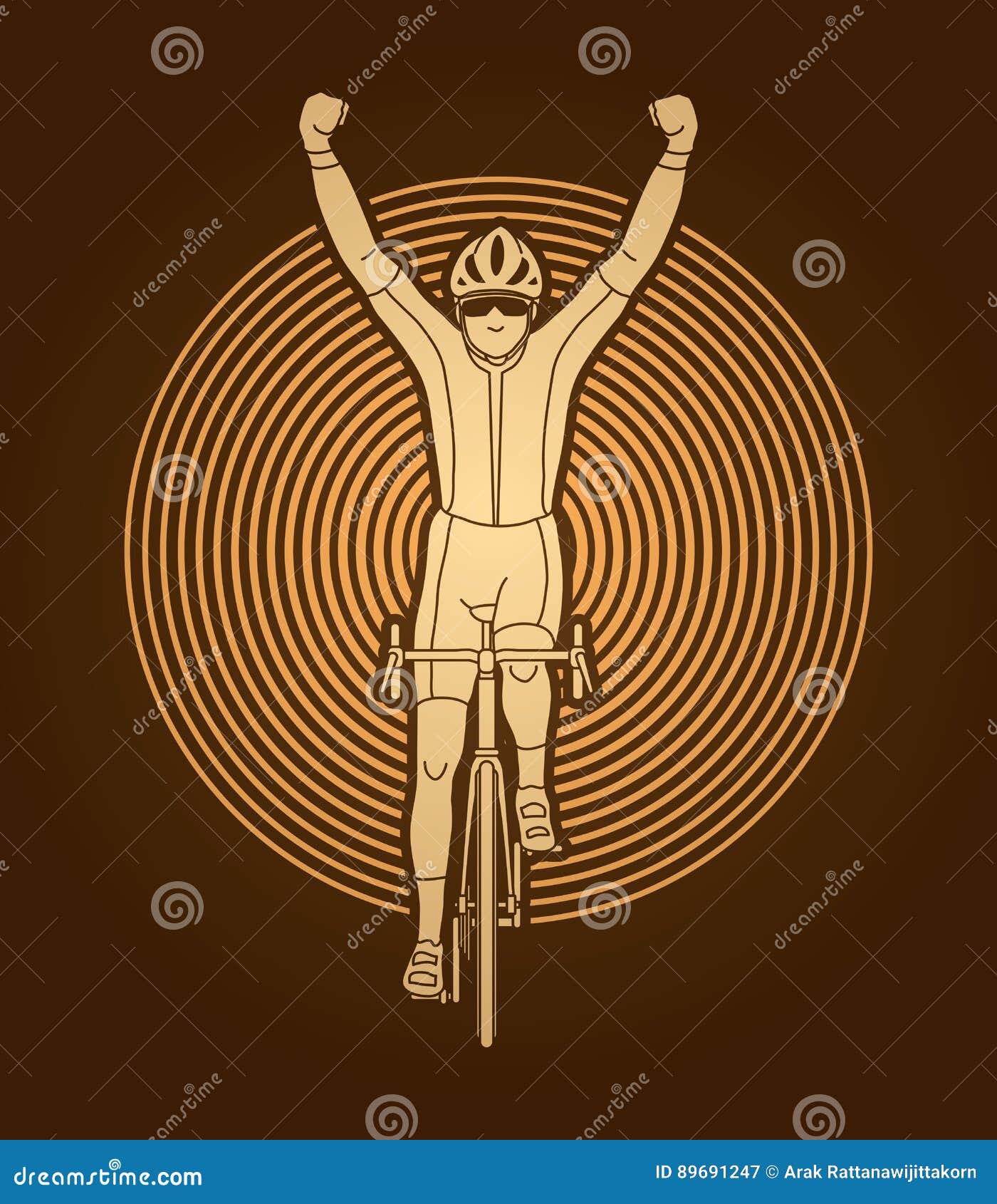 The Winner Bicycle Riding Front View Stock Vector - Illustration of ...