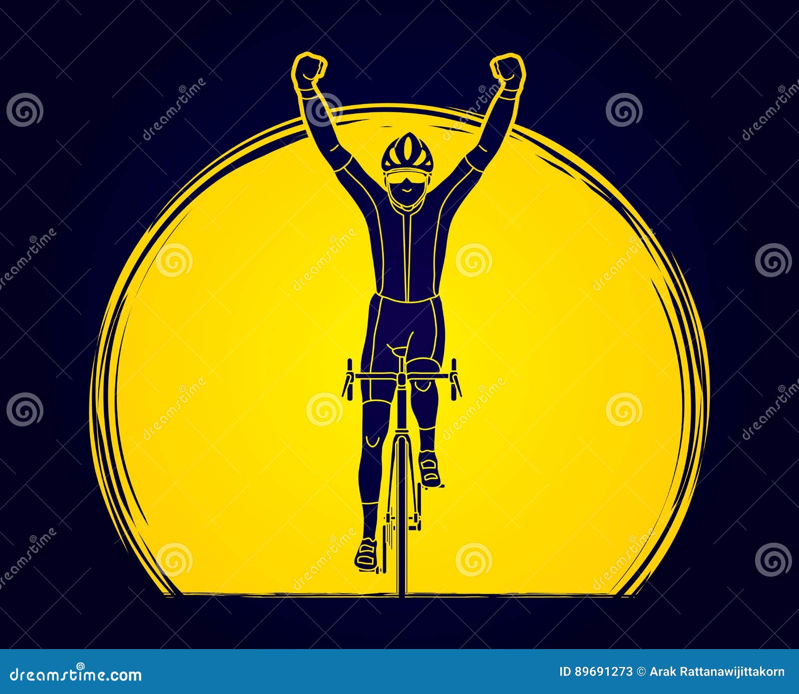 The Winner Bicycle Riding Front View Stock Vector - Illustration of ...
