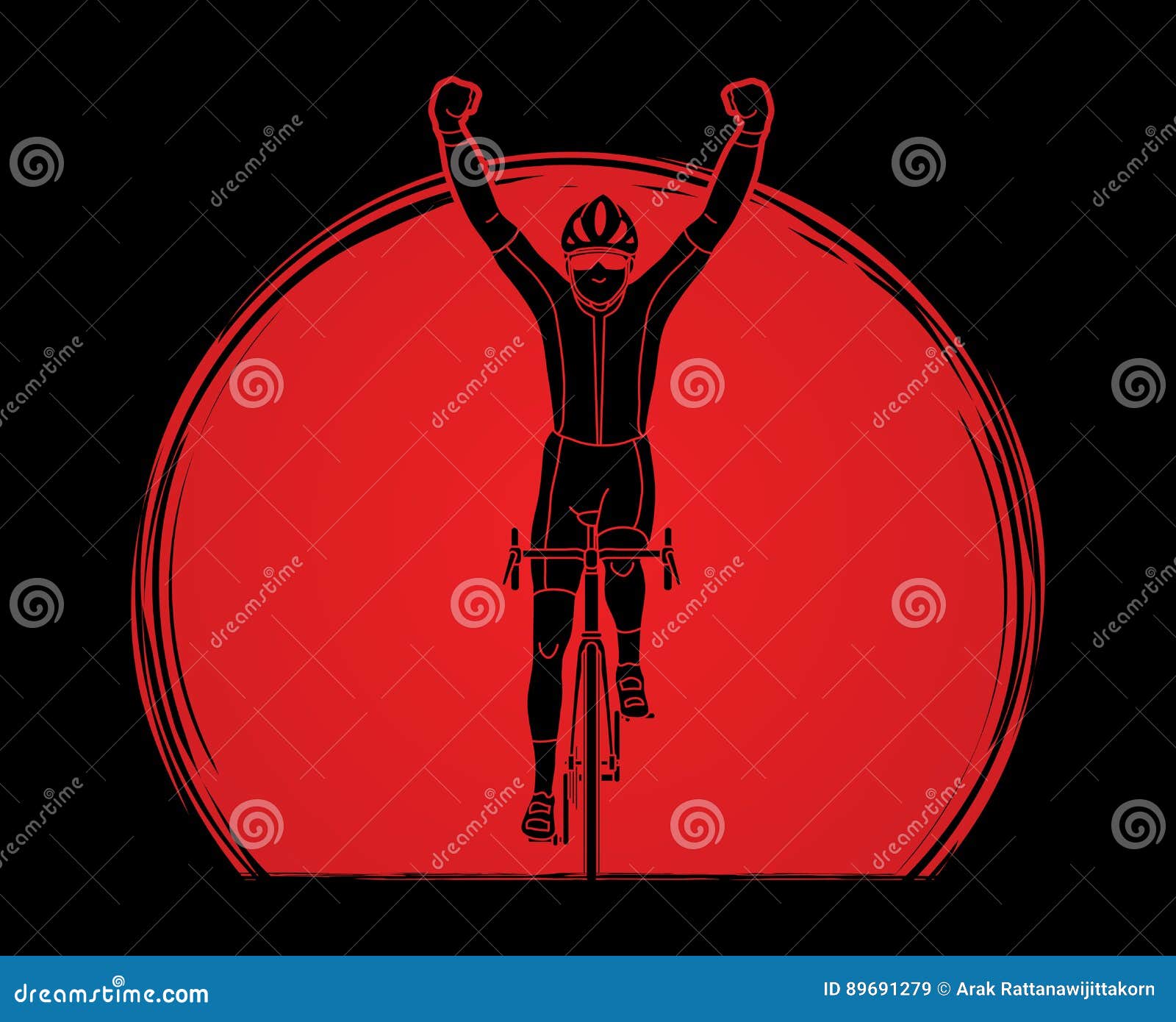 The Winner Bicycle Riding Front View Stock Vector - Illustration of ...