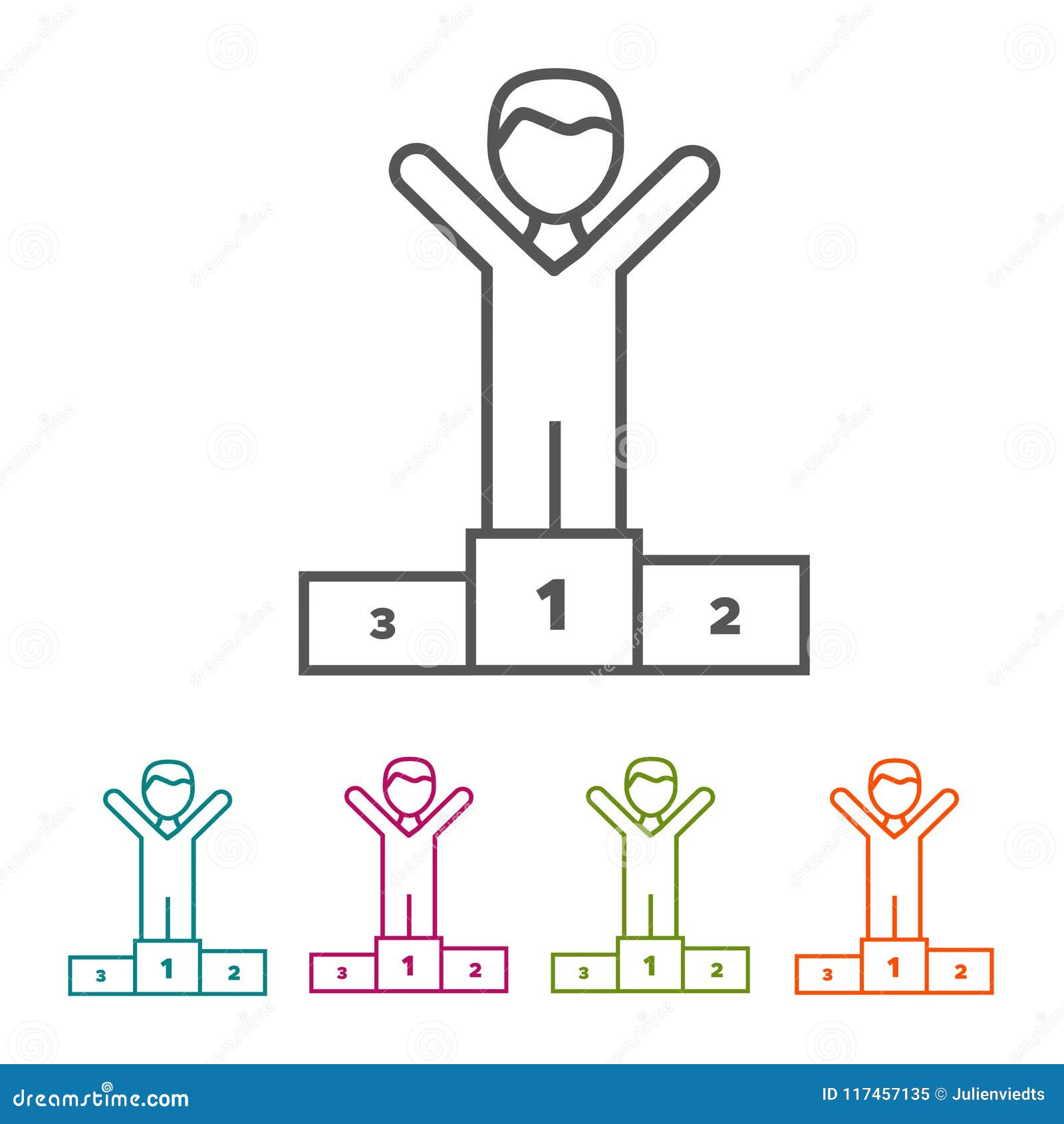 Winner Business People Icons in Thin Line Style and Flat Design. Stock ...