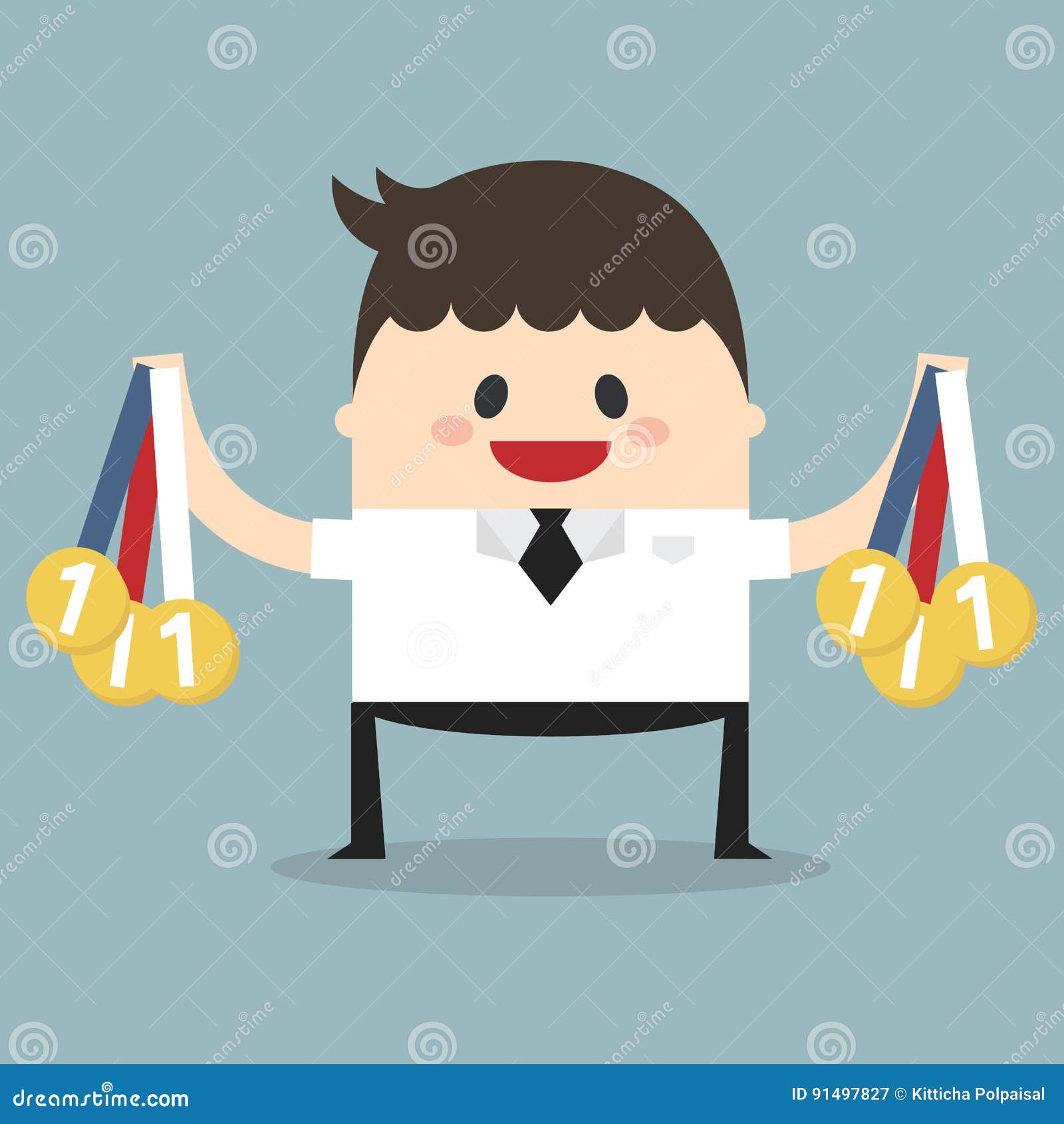 The Winner Businessman, Flat Design Stock Vector - Illustration of ...